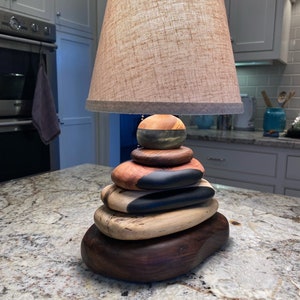Rustic Cabin River Rock Lamp Made From Epoxy and Wood - Etsy