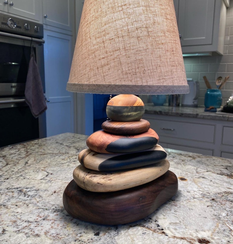 Rustic Cabin River Rock Lamp Made From Epoxy and Wood - Etsy