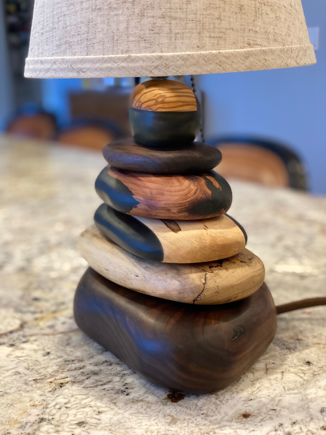 Rustic Cabin River Rock Lamp Made From Epoxy and Wood - Etsy