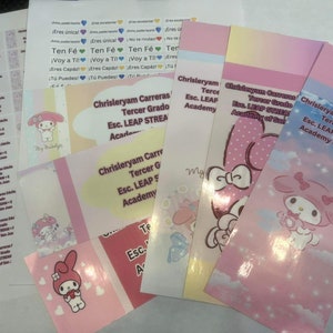 Melody Kawaii Anime Sanrio Custom Lables / Pegatina Escolares /daycare ...