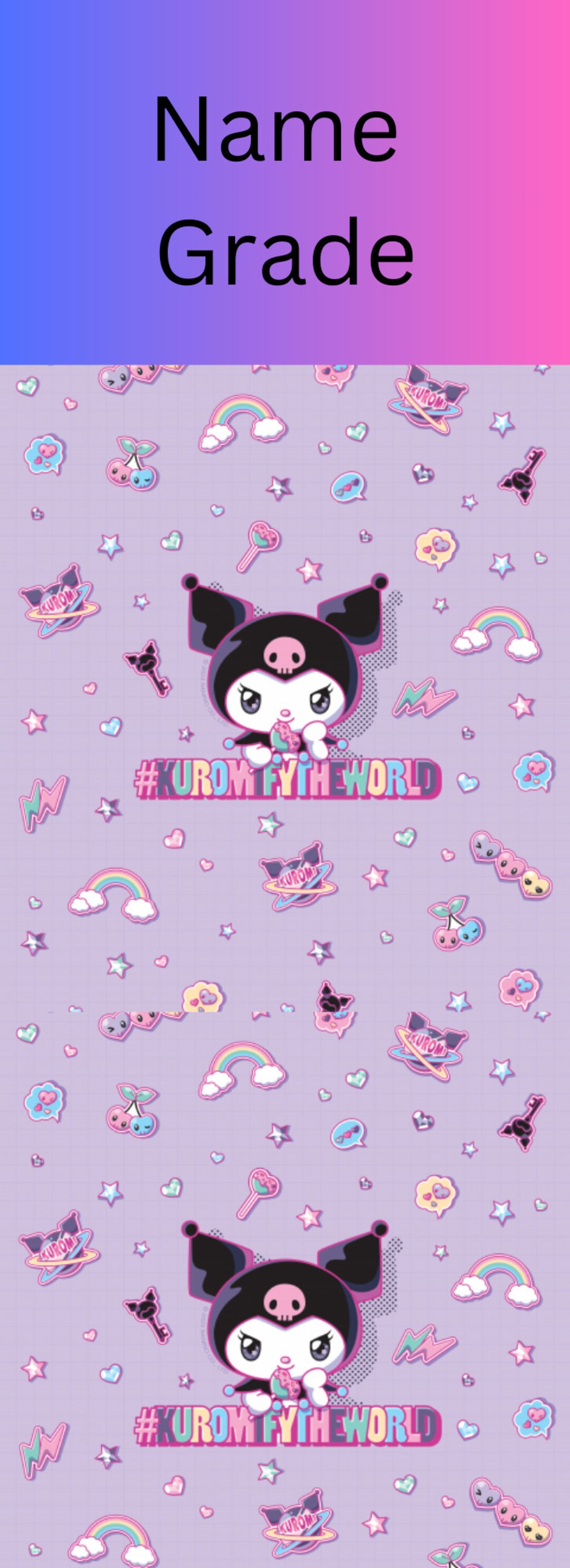 Kuromi Kawaii Anime Sanrio Custom Lables / Pegatina Escolares /daycare ...