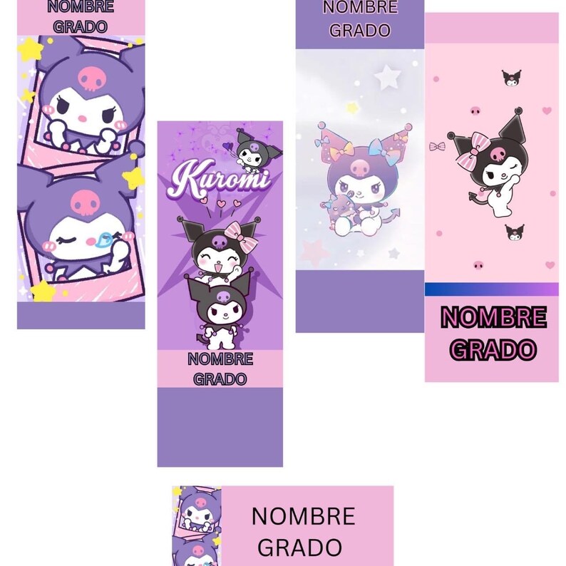 Kuromi Kawaii Anime Sanrio Custom Lables / Pegatina Escolares /daycare ...