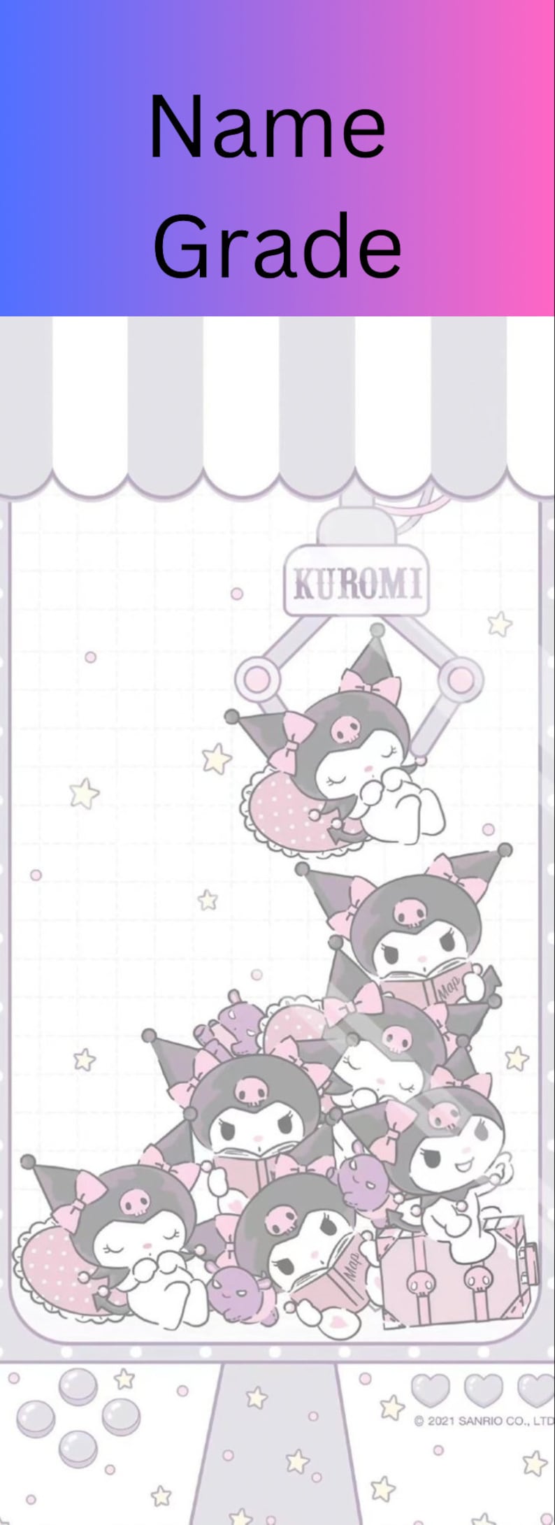 Kuromi Kawaii Anime Sanrio Custom Lables / Pegatina Escolares /daycare ...