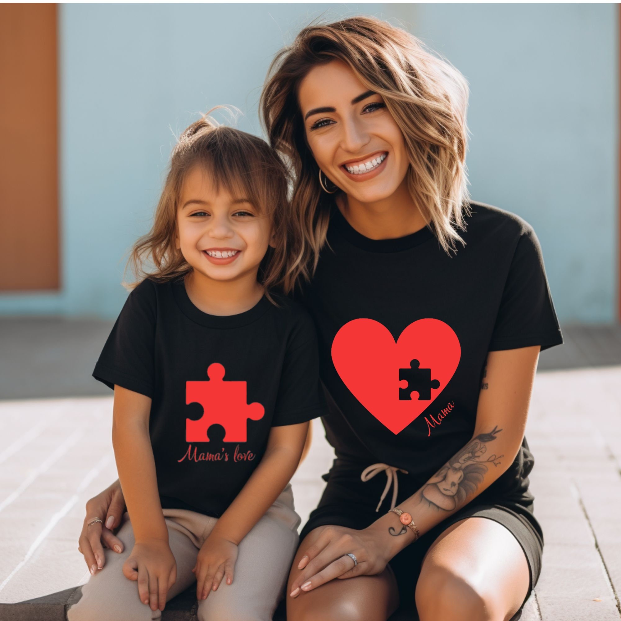 Mama and Me Puzzle Piece Heart Shirts - Etsy