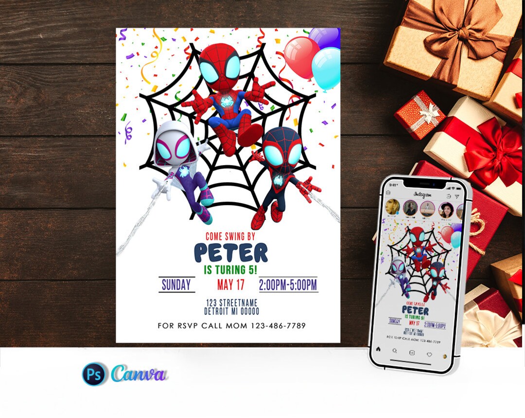 Birthday Invitation, Edit on Cava and Photoshop - Etsy