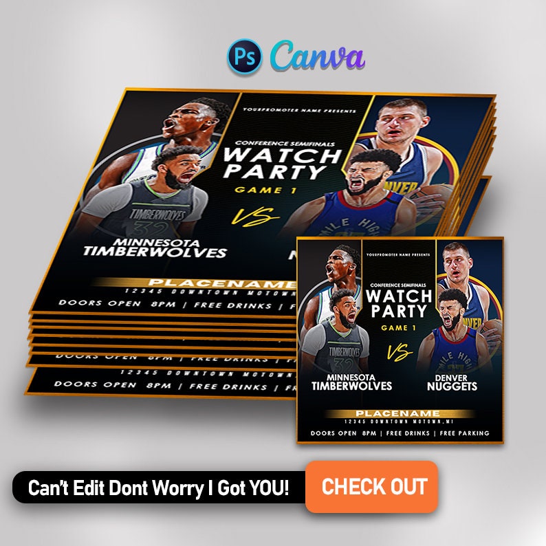 Basketball Watch Party Party Flyer, Edit on Cava and Photoshop - Etsy