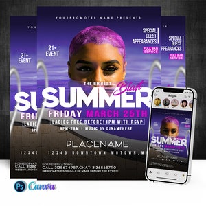 Summer Blast Party Flyer, Editable on Cava and Photoshop - Etsy