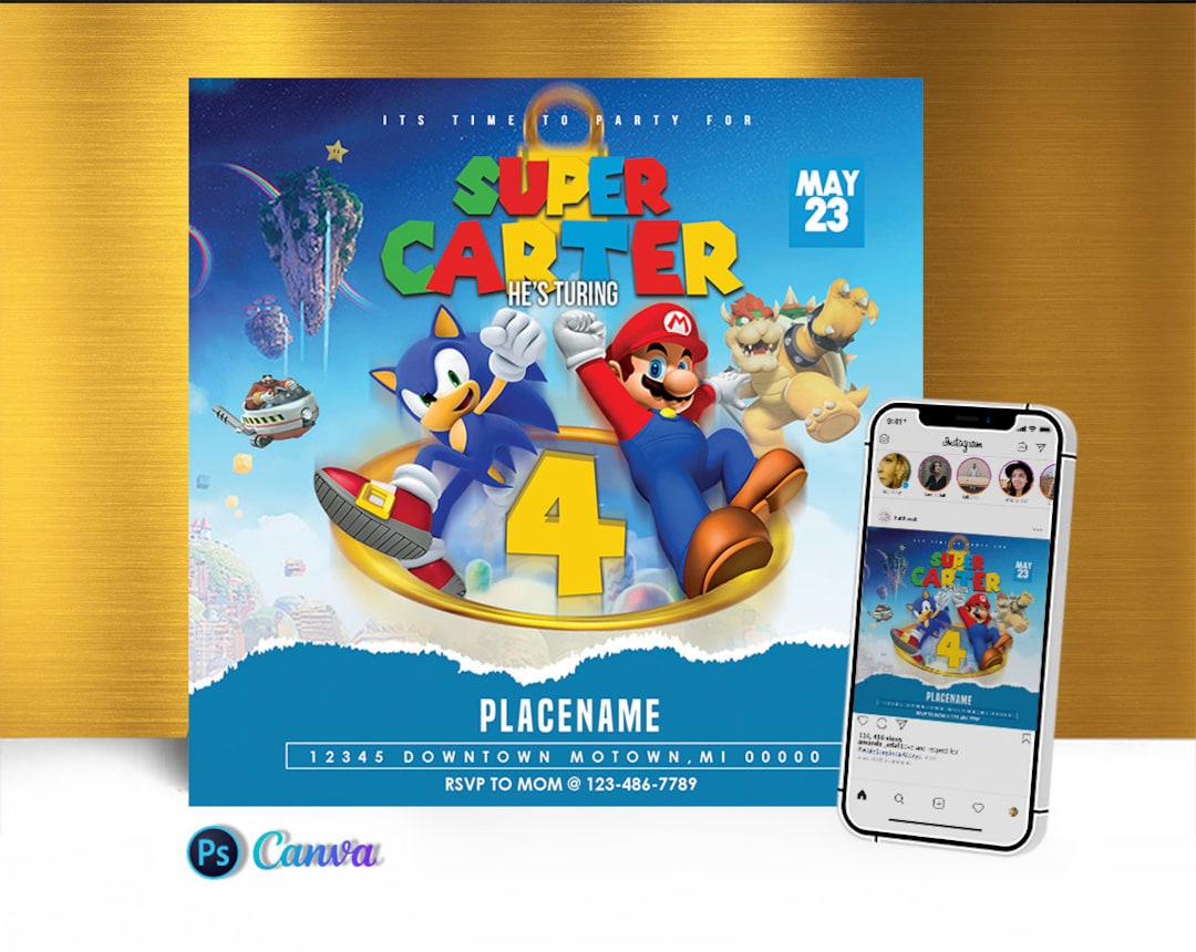 Birthday Party Invitation Flyer, Editable on Cava and Photoshop - Etsy