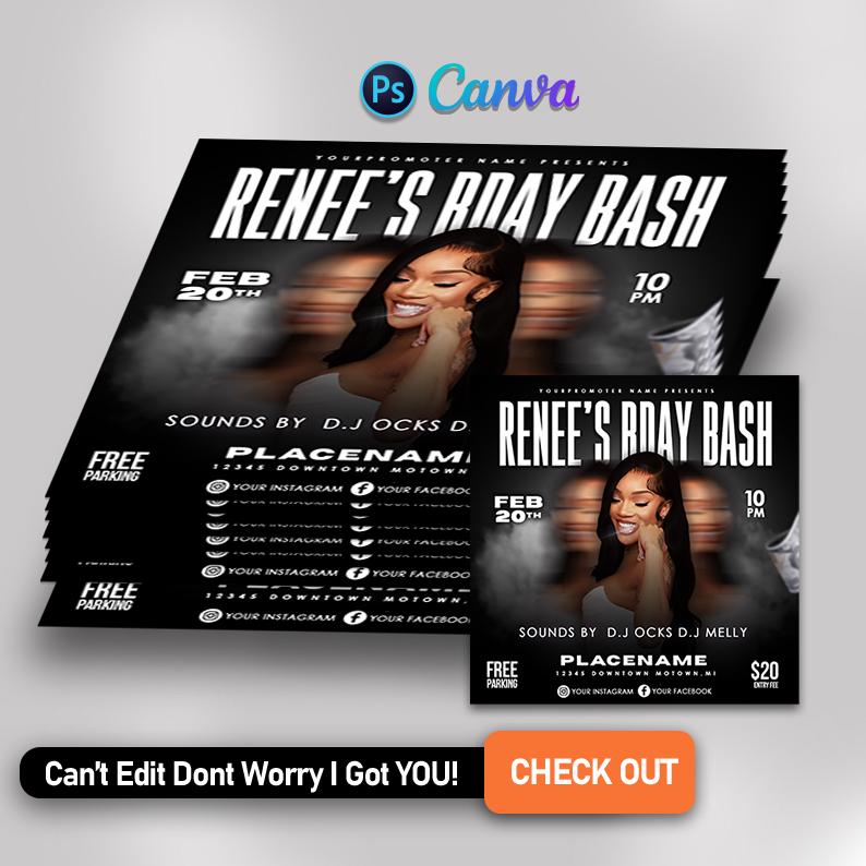 Birthday Flyer, Birthday Party Flyer, Editable on Cava and Photoshop - Etsy