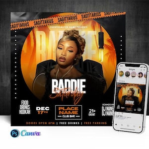 Baddie Saturday Party Flyer, Editable on Cava and Photoshop - Etsy