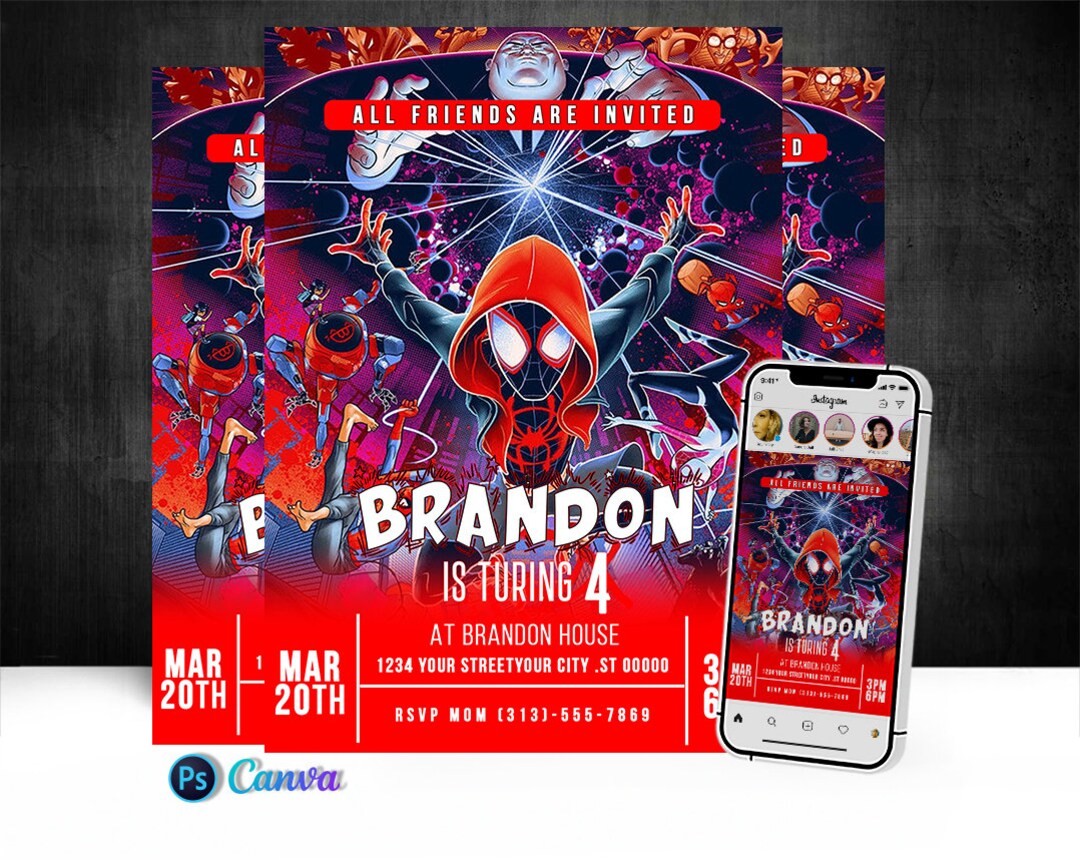 Birthday Party Invitation , Edit on Cava and Photoshop - Etsy