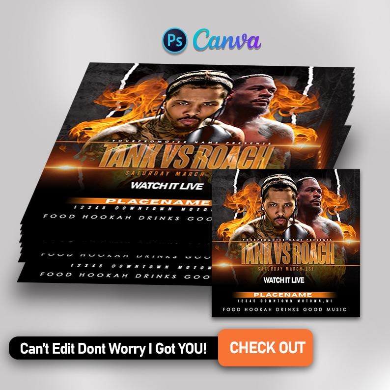 Gervonta Davis Vs Lamont Roach Flyer, Edit on Cava and Photoshop Fight ...