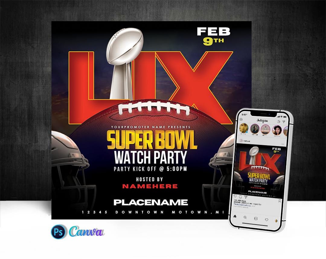 Football 2025 Watch Party Flyer for Posting Only , Edit on Cava and ...