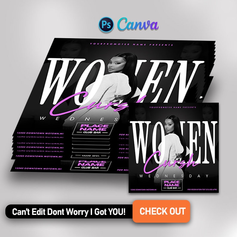 Women Crush Wednesday Flyer, Editable on Cava and Photoshop - Etsy