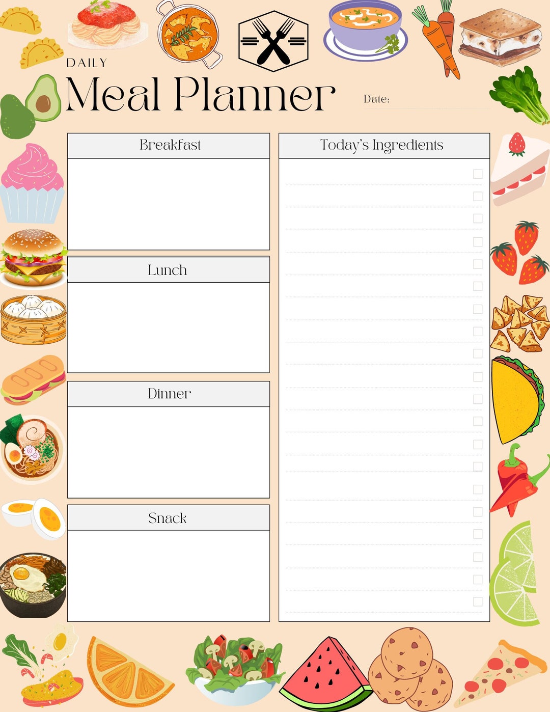 Daily Meal Planner. - Etsy