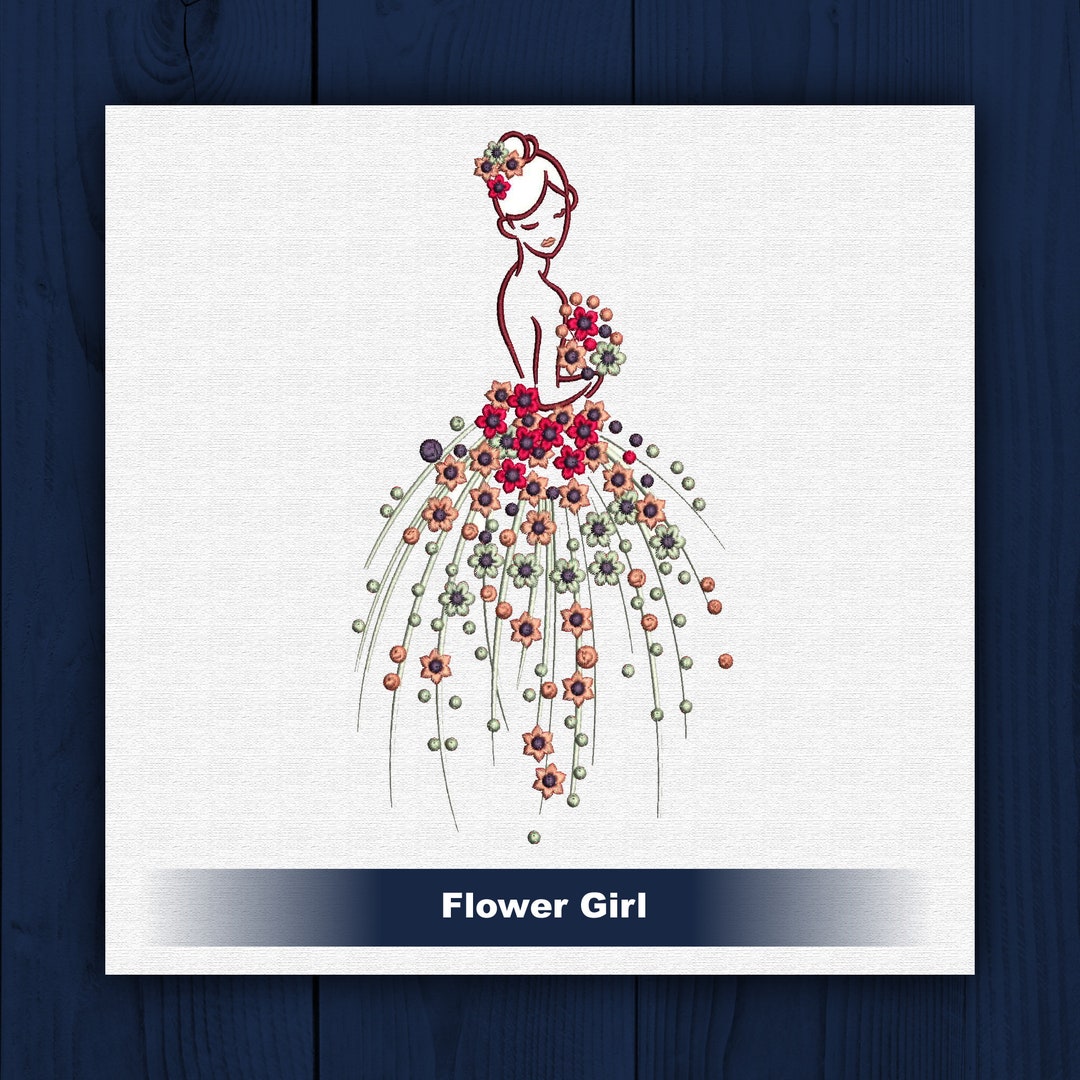 Beautiful Flower Girl ITH Digital Embroidery Design for Weddings and ...