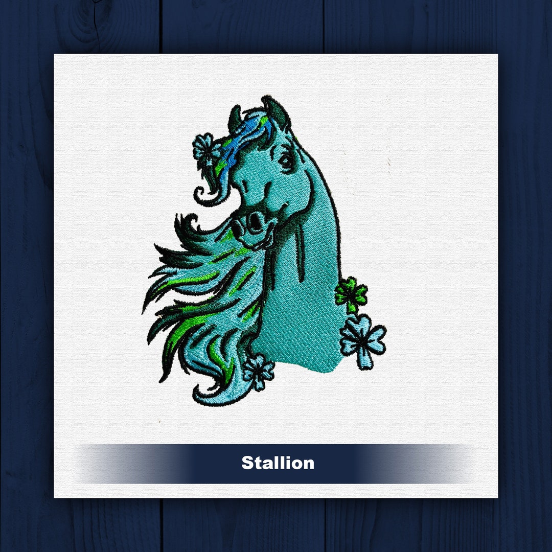 Stallion Embroidery Design, Colorful Stallion Horse, Horse Embroidery ...