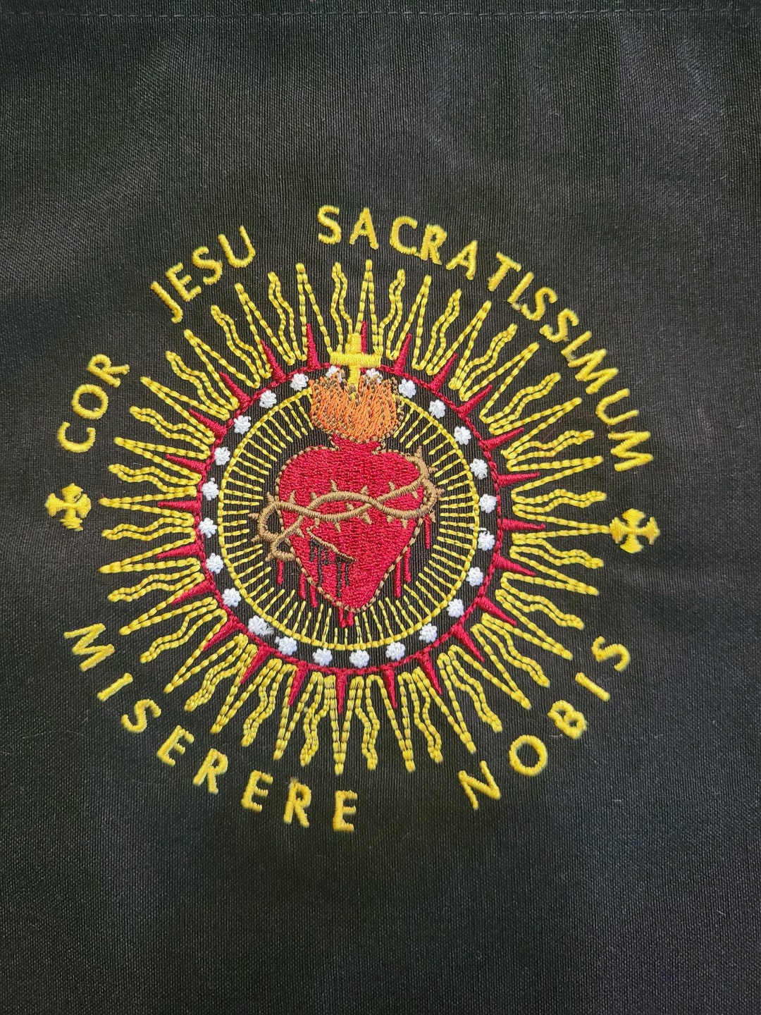 Sacred Heart of Jesus-latin Text Embroidered Black Apron - Etsy