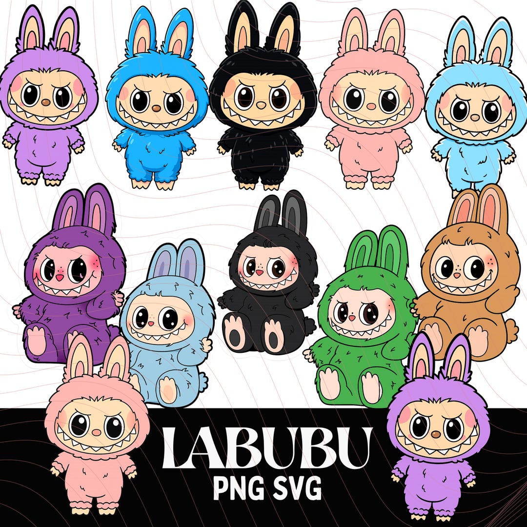 Labubu PNG SVG Bundle | Cute Kawaii Labubu Clipart | Cartoon Labubu ...
