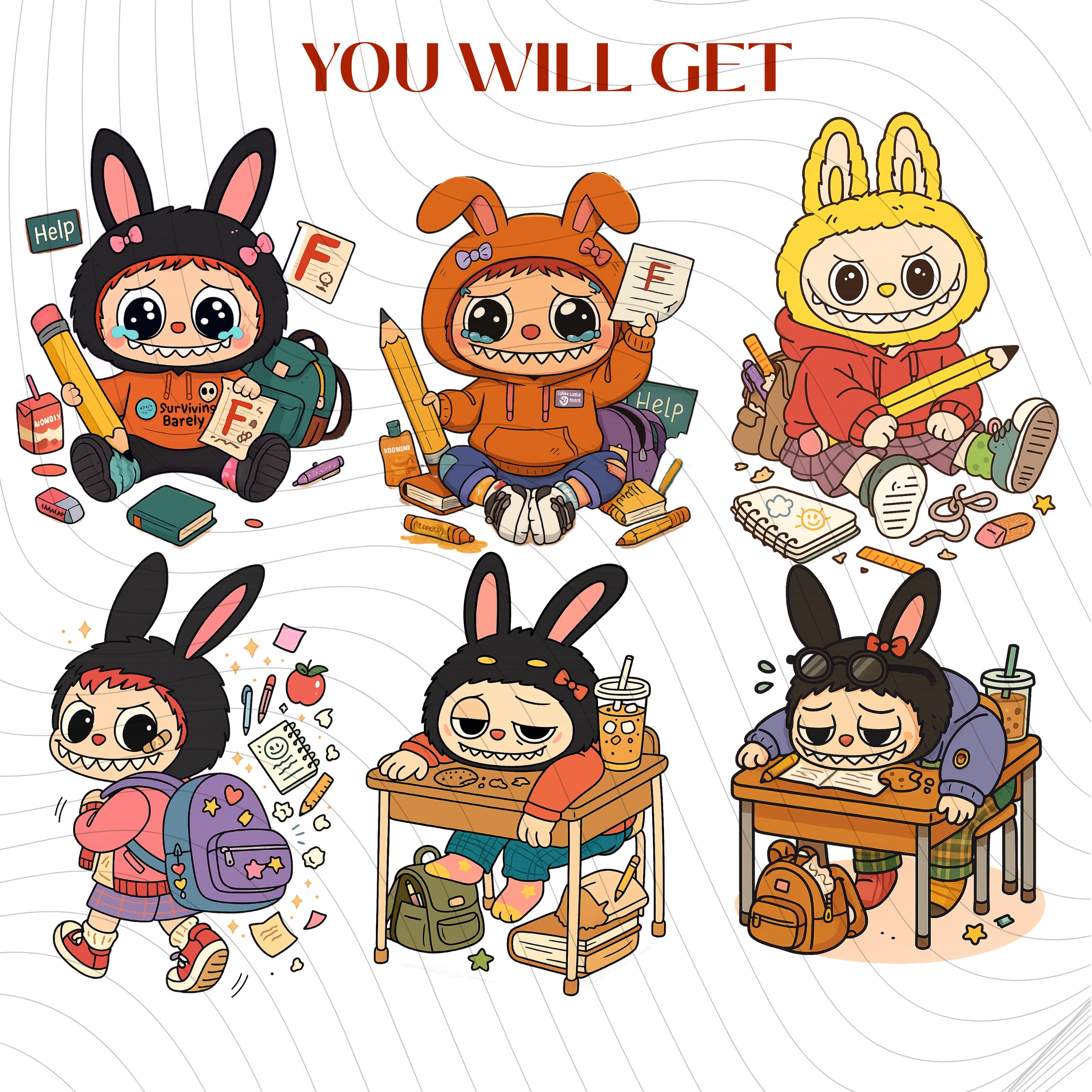 Labubu Back to School PNG Bundle | 20 Kawaii School Clipart Files ...