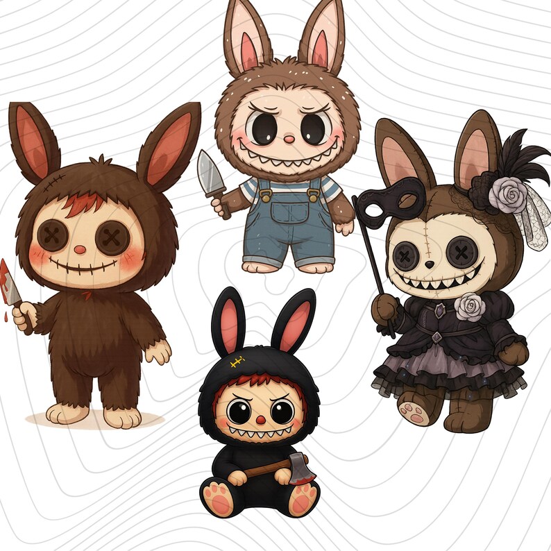 Labubu Halloween PNG Bundle – Cute Monster Doll Halloween Clipart ...