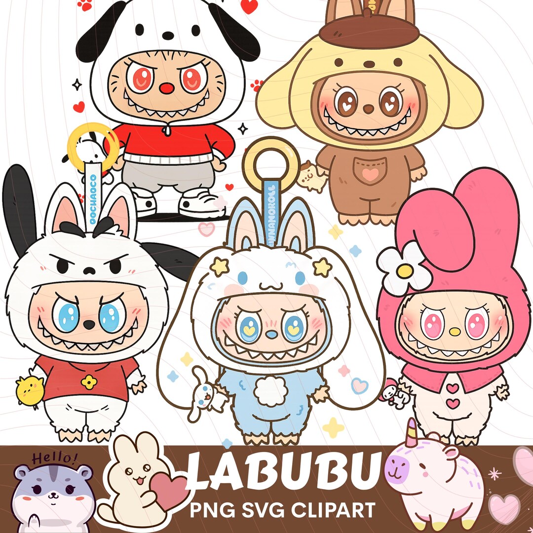 Labubu Clipart Bundle Labubu PNG SVG Cute Monster Art Kawaii Labubu ...