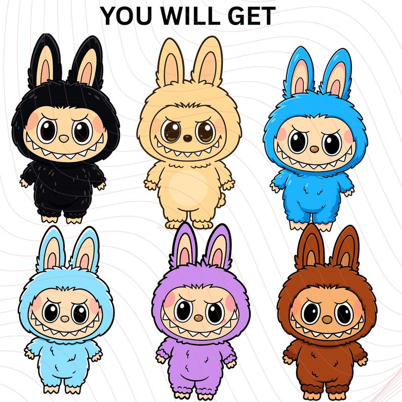 Labubu PNG SVG Bundle | Cute Kawaii Labubu Clipart | Cartoon Labubu ...
