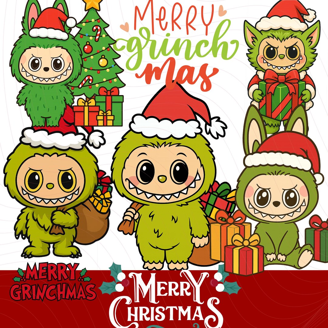 Labubu Christmas Clipart Bundle Png Svg : Xmas Labubu Digital File | - Etsy