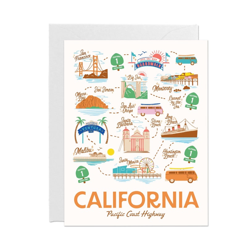 California Greeting Cards - Etsy