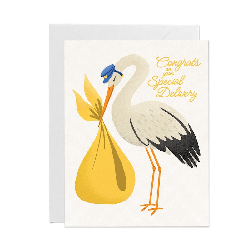New Baby Greeting Card, Stork Baby Delivery Greeting Card, New Parents ...