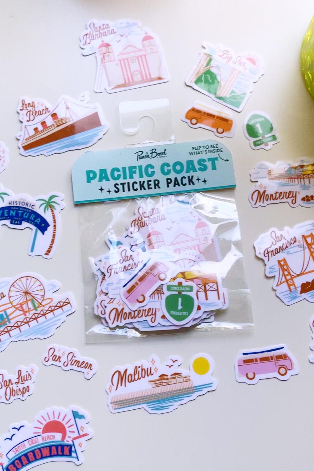 Pacific Coast Highway Sticker Pack, Mid-century PCH Glossy Stickers ...