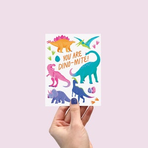 Rainbow Dinosaurs Card, You Are Dino-mite Greeting Card, Colorful Snail ...