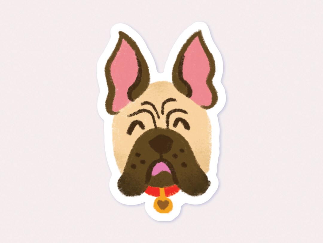 Frenchie Vinyl Sticker, Dog With a Heart Dog Tag Sticker - Etsy