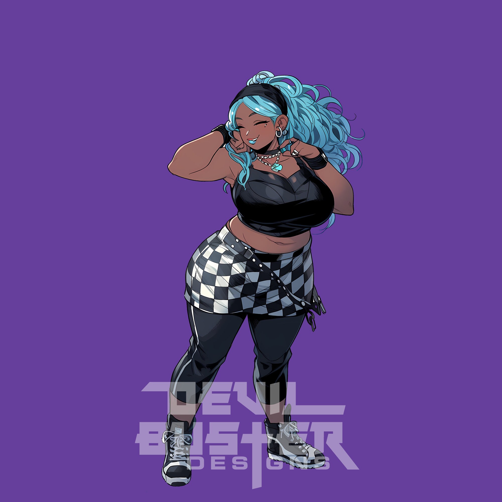 PNG Anime Black Women Wearing Punk Rock Outfits, High Resolutioin ...