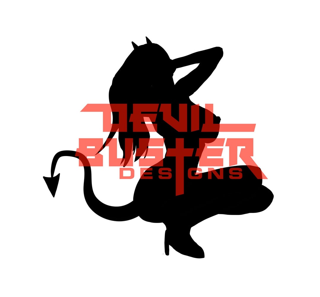 SVG Silhouette Demon Girl Crouching, Squatting With Hands in Hair - Etsy