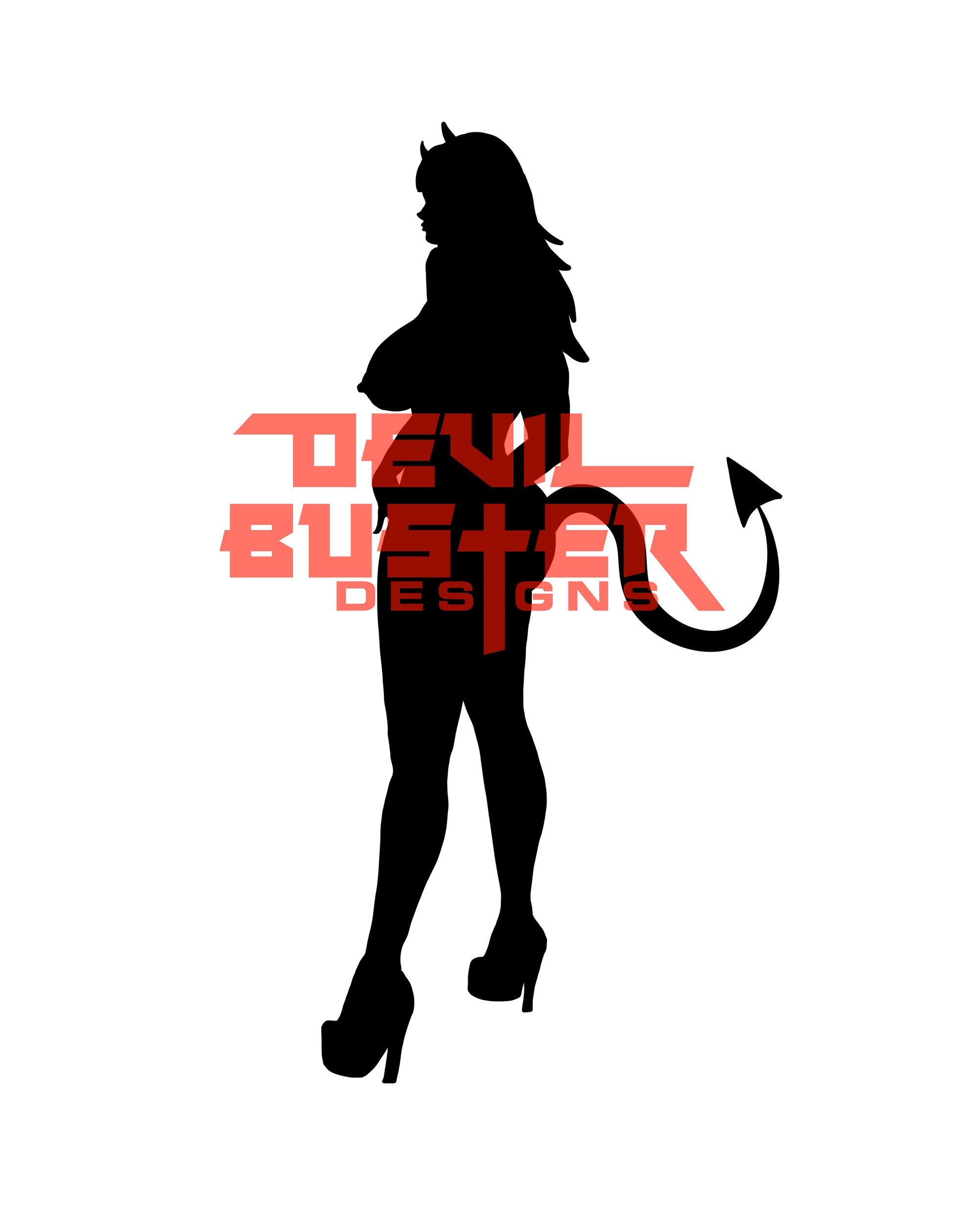 SVG Back View of Silhouette Demon Girl Standing in Heels With - Etsy