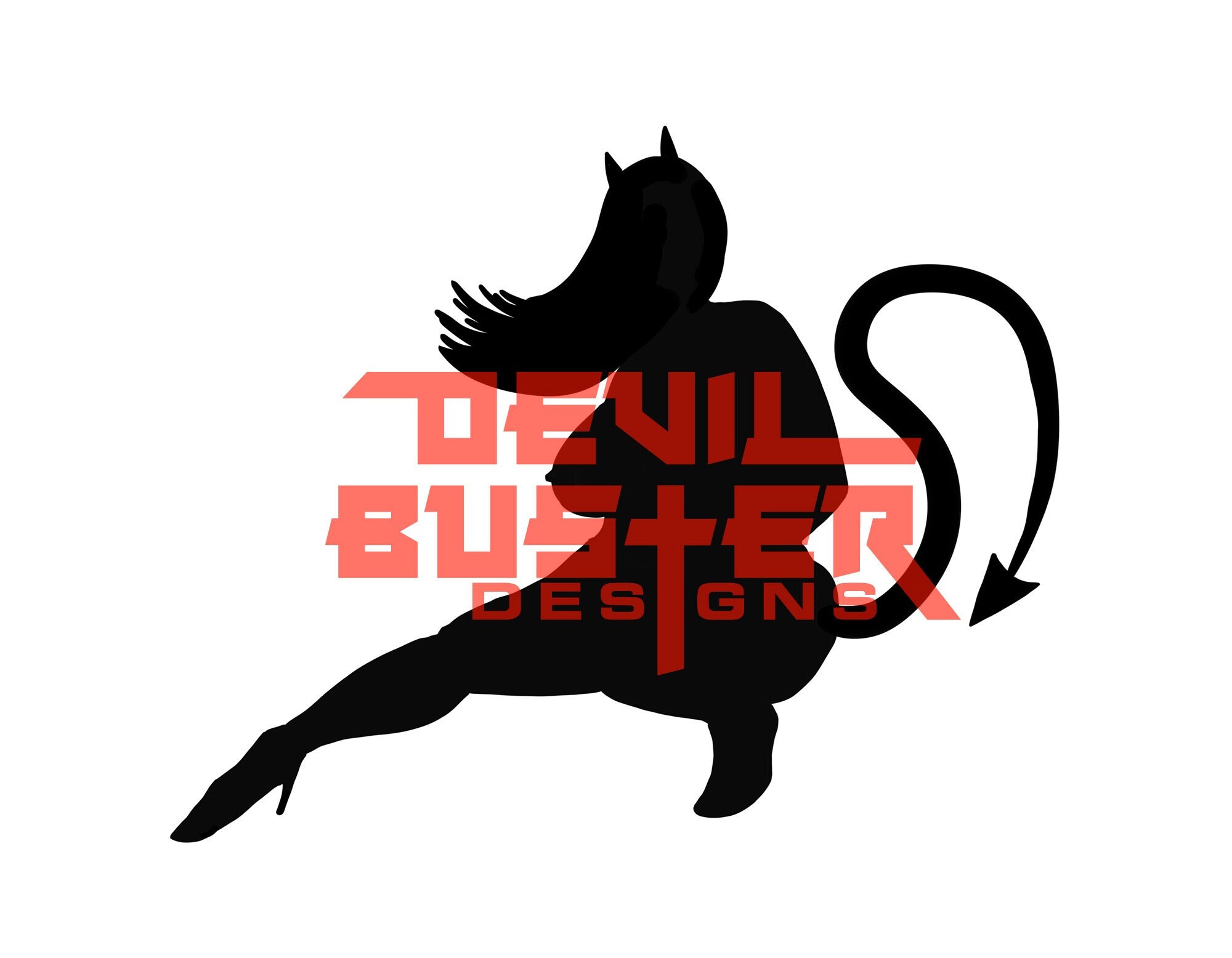 SVG Silhouette Demon Girl Crouching, Squadding With One Leg Extended in ...