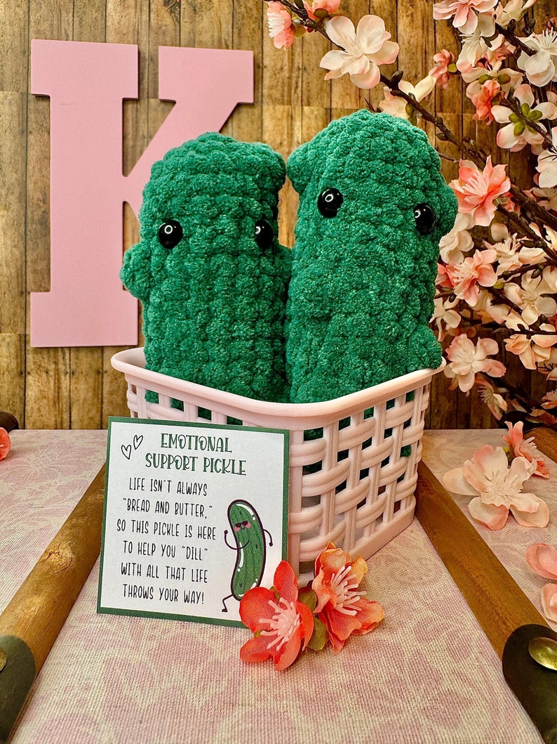 Crocheted Emotional Support Pickle Plushie, Amigurumi Plush Toy ...