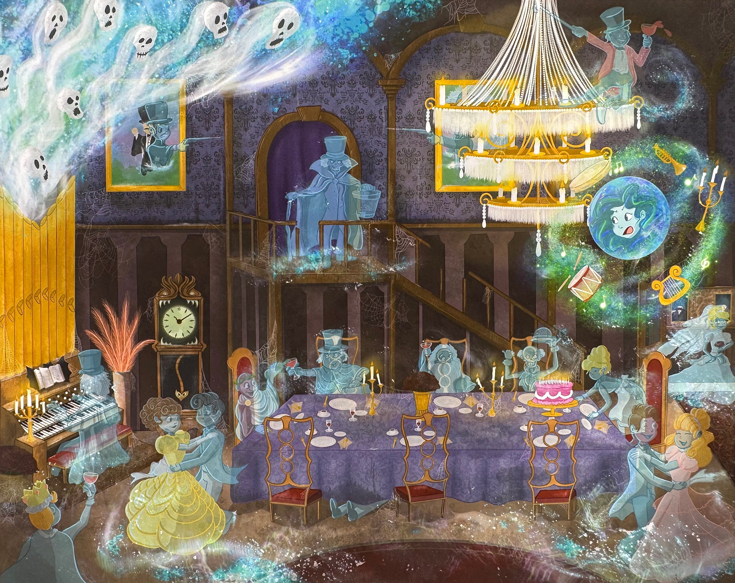 Haunted Ballroom Art Print, Ghost Wall Decor, Spooky Halloween Digital ...