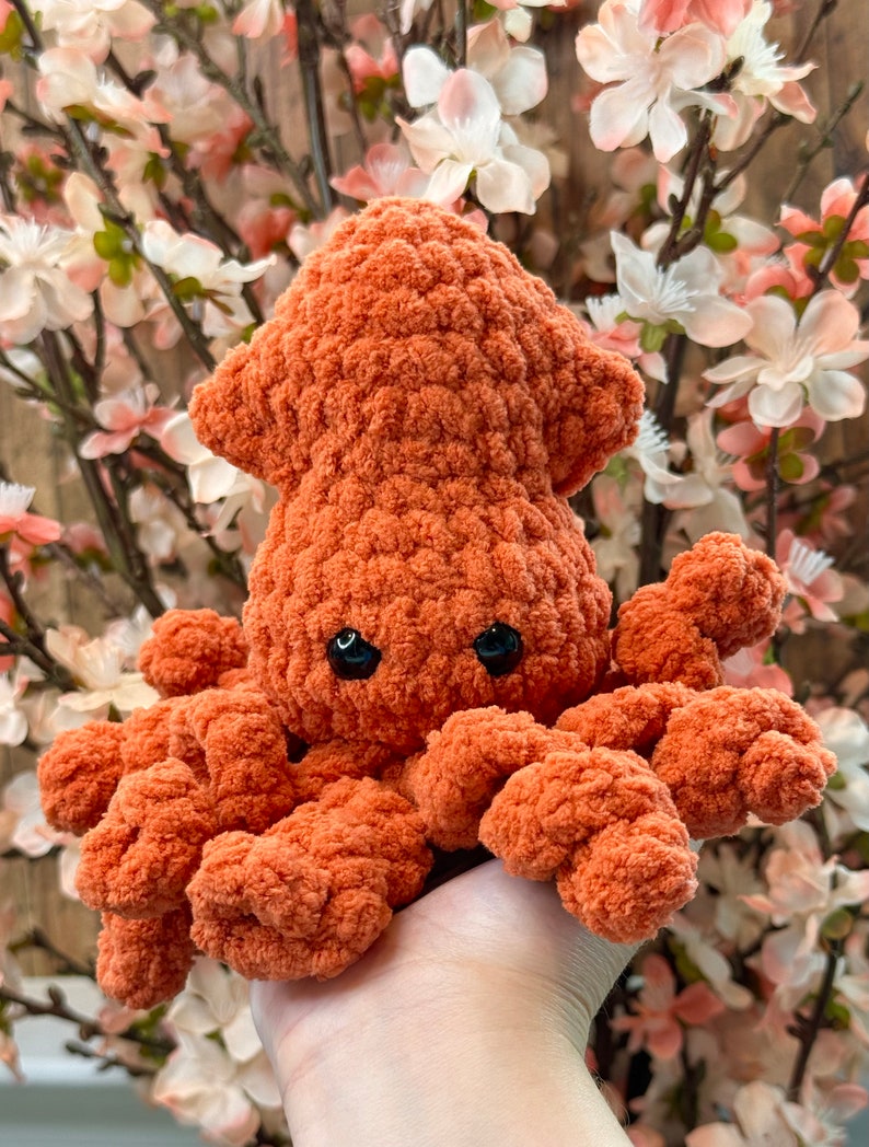 Crocheted Squid Plushie, Amigurumi Plush Toy, Handmade Stuffed Animal ...