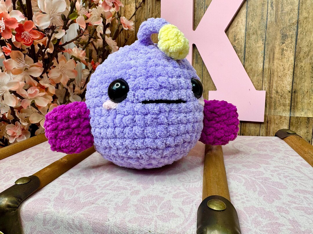Crocheted Angler Fish Plushie, Amigurumi Plush Toy, Handmade Stuffed ...