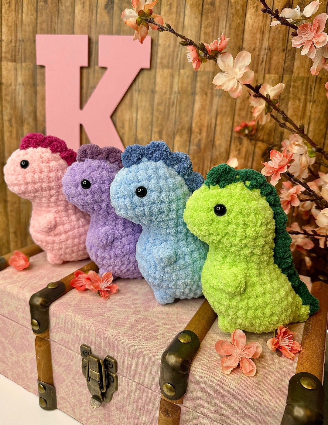 Crocheted Dino Plushie, Amigurumi Plush Toy, Handmade Dinosaur Stuffed ...