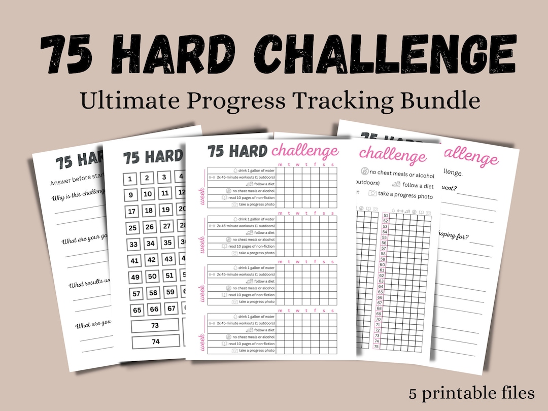 75 Hard Challenge Daily Progress Tracker, 75hard Downloadable Planner ...