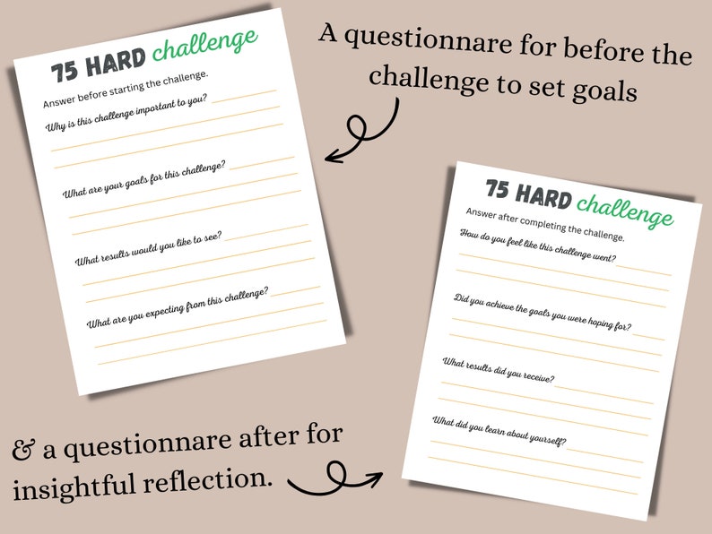 75 Hard Challenge Daily Progress Tracker, 75hard Downloadable Planner ...