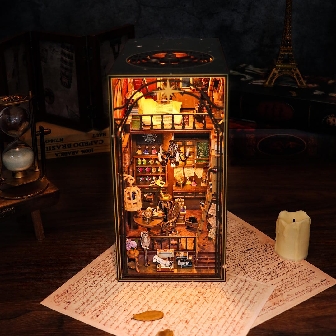 Wooden Book Nook Kit, Wizard's Study Book Nook, DIY Miniature Kit ...