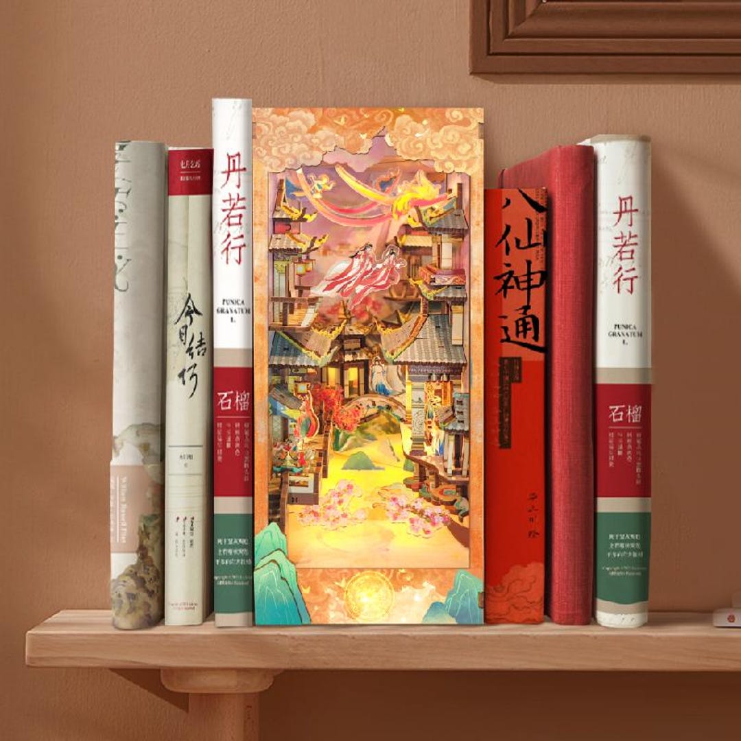 DIY Wooden Mythical Story Book Nook Kit, 3D Puzzle, Bookshelf Insert ...