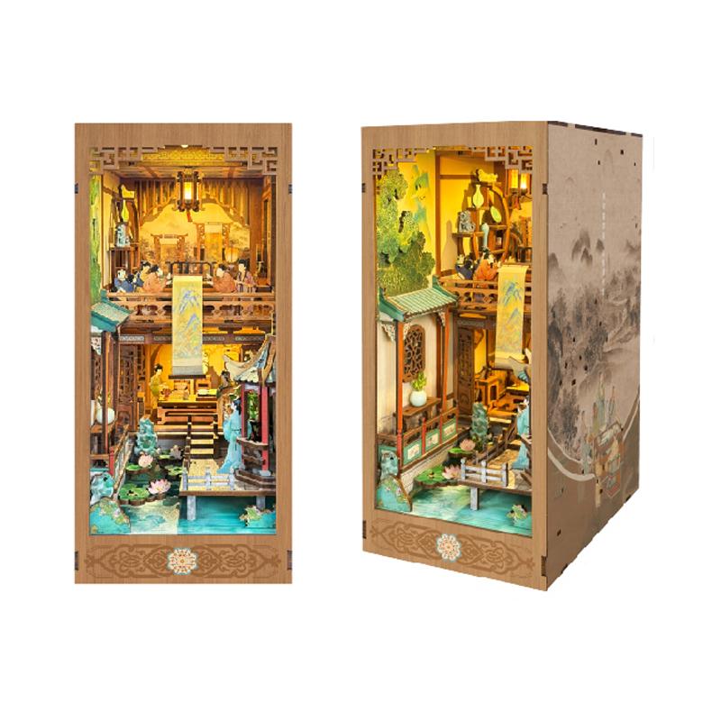 DIY Wooden Song Dynasty Book Nook Kit, Bookshelf Insert, Miniature ...