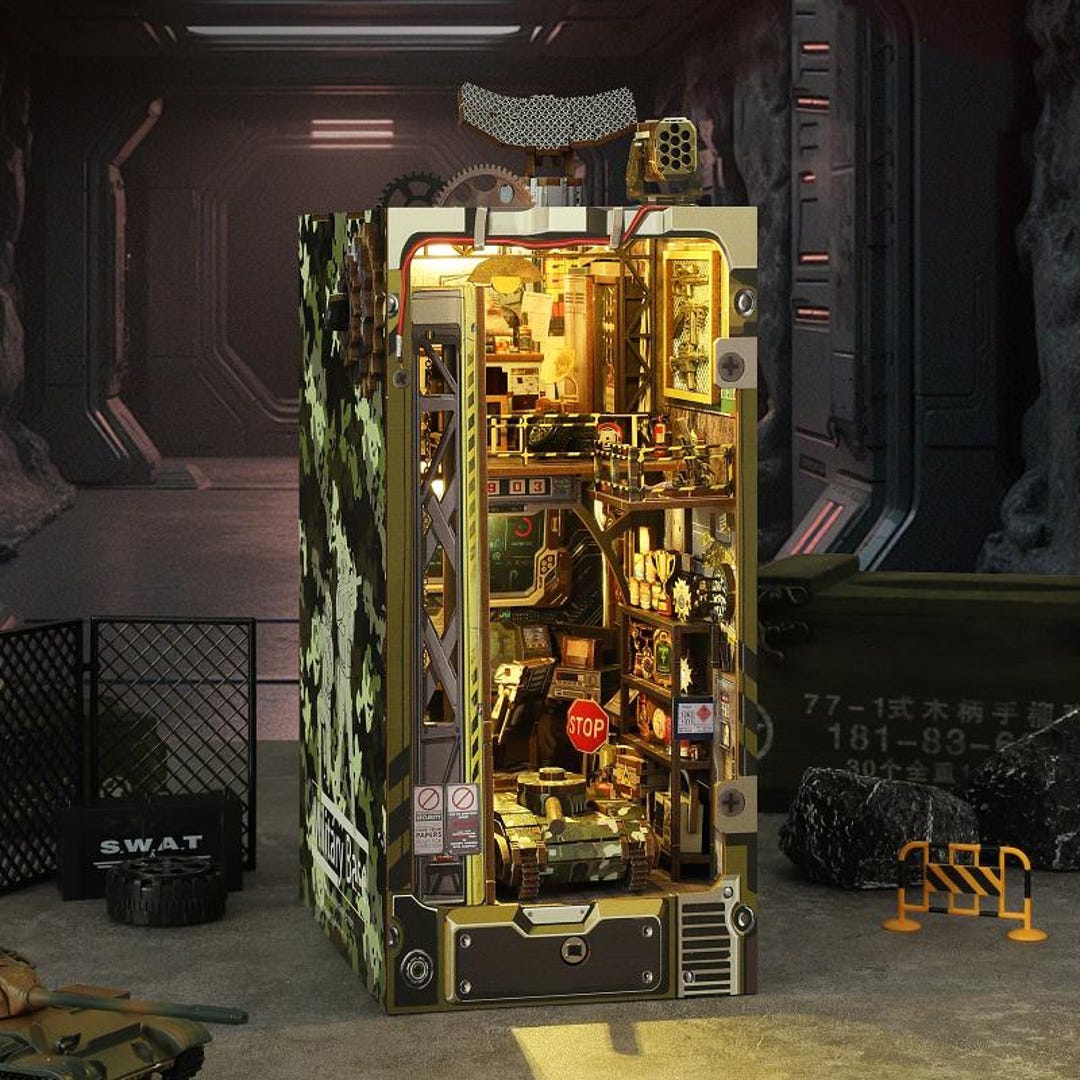 DIY Military Base Book Nook Kit, Miniature Bookshelf Insert, Tactical Book Nook, DIY Miniature ...