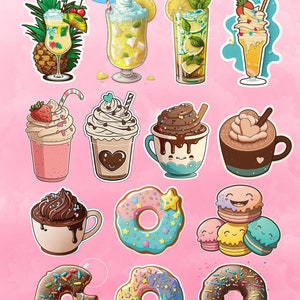 Digital Cute Food Sticker Set: 26 Adorable Pngs for Your Creative ...