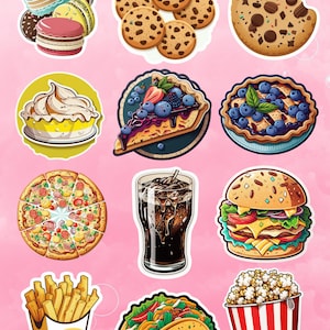 Digital Cute Food Sticker Set: 26 Adorable Pngs for Your Creative ...
